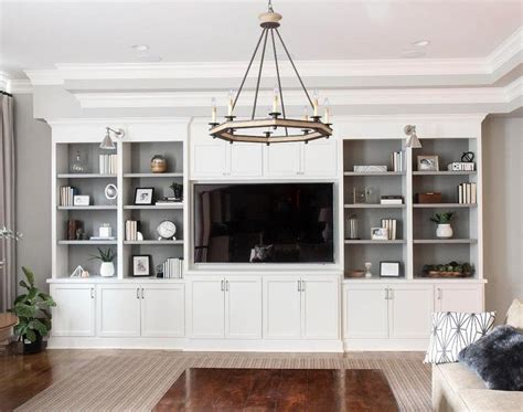 White Living Room Built Cabinets