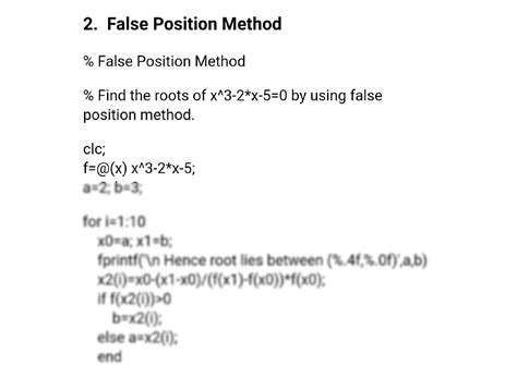 SOLUTION Numerical Analysis Matlab False Position Method Studypool