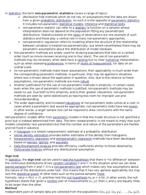 Non Parametric Tests Pdf Chi Squared Test Nonparametric Statistics