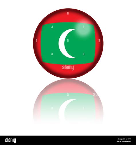 3d Sphere Or Badge Of Maldives Flag With Reflection At Bottom Stock