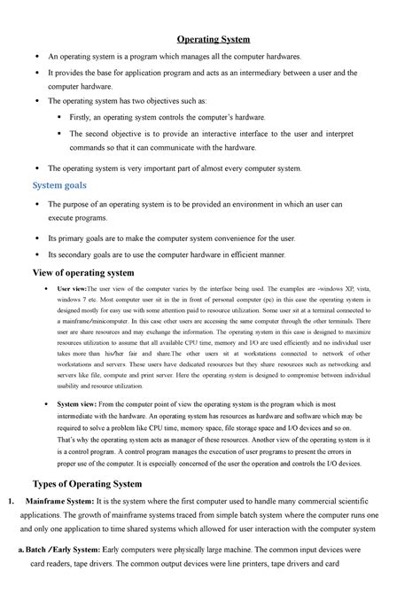 Operating System Print Operating System An Operating System Is A