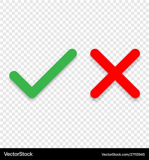 Checkmark Icons Green Tick And Red Cross Vector Image