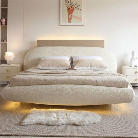 Bailey Boucle White Floating Bed Frame Queen Size More Artofit