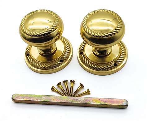 Polished Brass Georgian Roped Edge Interior Mortice Sprung Door Knobs Set 50mm Etsy