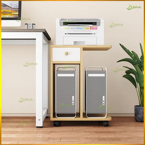 Printer Rack Desktop Computer Host Shelf Mobile Printer Rack Floor With Wheel Base Solid Wood