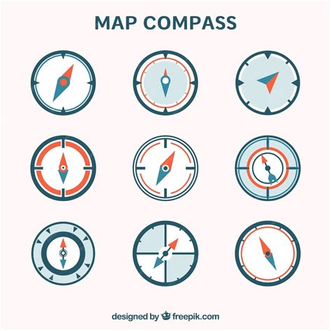 Free Vector Flat Map Compass Collection