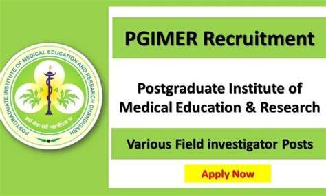 Pgimer Recruitment Notification Released For Various Field