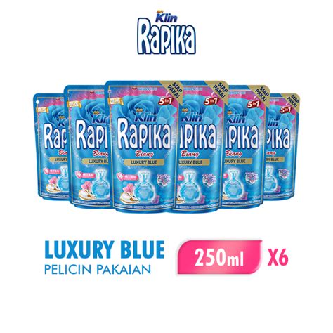 Jual Rapika Biang Pewangi Pakaian Biru Luxury Blue Pouch 250 Ml X6