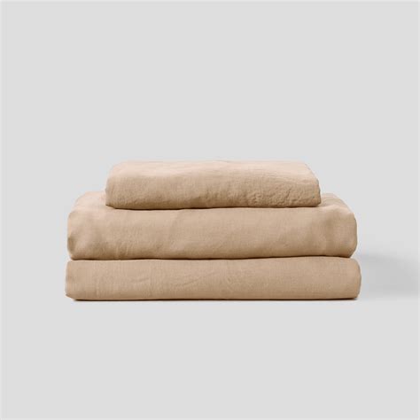 100 Linen Sheet Set In Fawn In Bed Usa