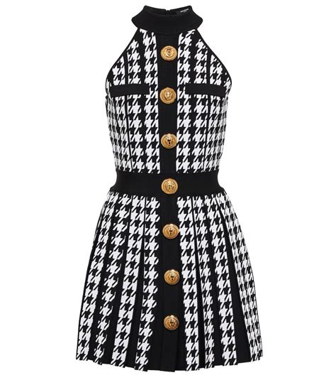 Halterneck Houndstooth Minidress Mini Dress Houndstooth Dress Flare
