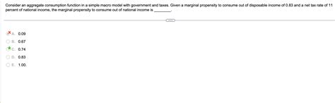 Solved Consider An Aggregate Consumption Function In A