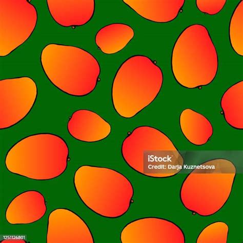 손으로 그린 과일 요소 망고와 매끄러운 패턴 채식 벽지 디자인 포장 섬유 배경 디자인 엽서 및 포스터용 0명에 대한 스톡 벡터 아트 및 기타 이미지 Istock