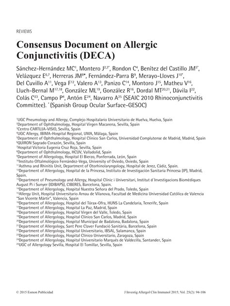 Pdf Consensus Document On Allergic Conjunctivitis Deca