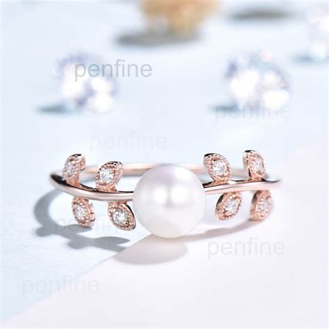 Rose Gold Pearl Engagement Rings