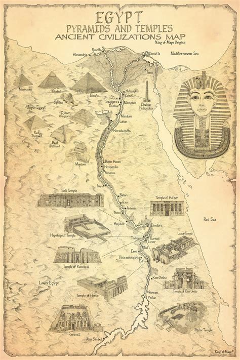 Egypt Pyramids And Temples Map Ancient Egyptian Sites From Giza To The