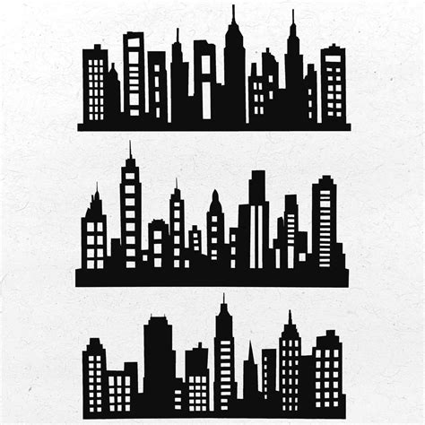 Superhero City Skyline Clipart Buildings Png Svg Digital Download