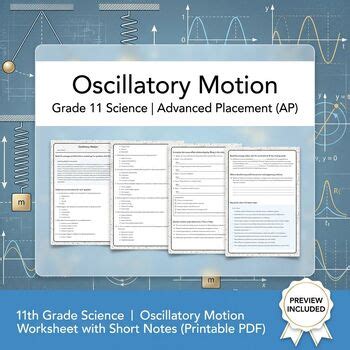 11th Grade Science Oscillatory Motion Worksheet With Short Notes Pdf