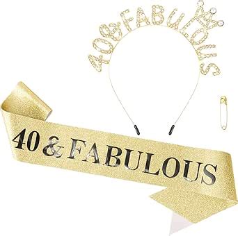 Canitor 40th Birthday Crown Tiara And Sash With Pin 40th