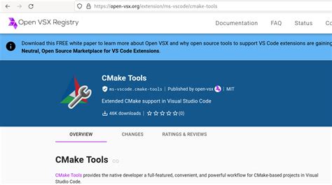 Cant Find Cmake Tools Extension Even Though It Is Available In Openvsx · Issue 1403