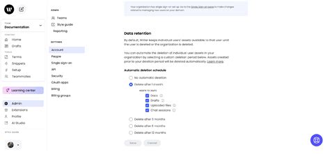 Setting Up Data Retention Writer Help Center