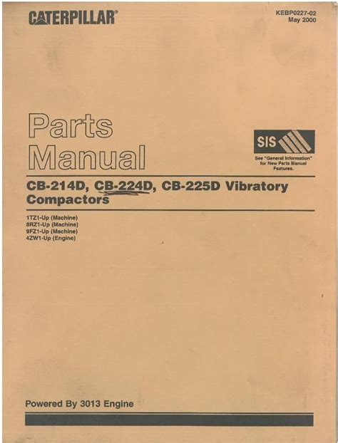 Caterpillar Vibratory Compactor Cb214d Cb224d Cb225d Parts Manual Cb