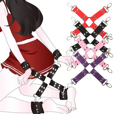 Pu Leather Bondage Handcuffs Cross Belt Cross Buckle Cross Bandage