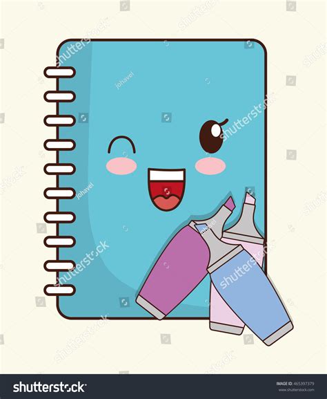 School Design Represented By Kawaii Notebook Stock Vector Royalty Free 465397379 Shutterstock