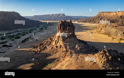 Aerial Of The Rocky Mountains Around Zouar Tibesti Mountains Chad