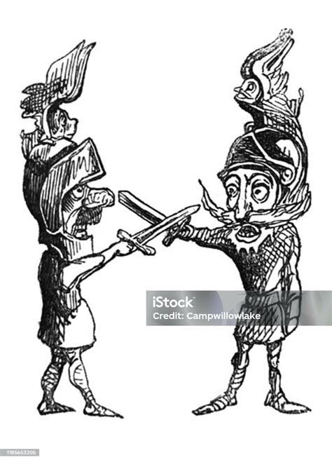 영국 풍자 만화 캐리커처 일러스트 칼을 들고 군사 모자를 쓴 두 남자 1880 1889 년에 대한 스톡 벡터 아트 및 기타 이미지 1880 1889 년 19세기 19