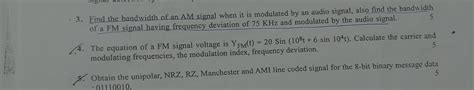 Solved Find The Bandwidth Of An Am Signal When It Is