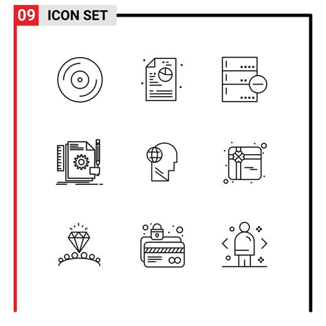 Pack Of 9 Creative Outlines Of Globe Support Data Feedback Design