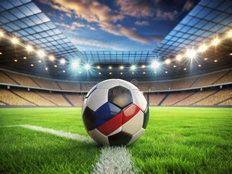 Soccer Ball With French Flag Design On A Stadium Field Stock Vector