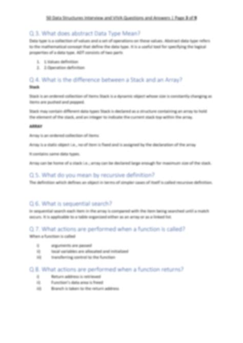 SOLUTION Data Structures Interview And Viva Questions And Answers Studypool