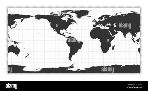 Vector World Map Equirectangular Plate Carree Projection Plain