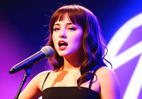 Premium Ai Image A Young Singer Sings A Song Into A Microphone On Stage Generative Ai