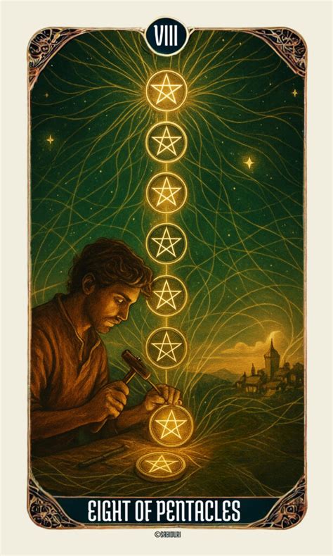 Eight Of Pentacles Tarot Card Meaning Minor Arcana Tarot Card