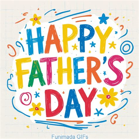 Vibrant Fathers Day  With Bright Sketchy Text And Confetti