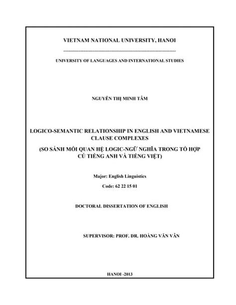 logico semantic relationship in english and vietnamese clause complexes pdf