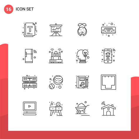 set of 16 vector outlines on grid for port display solution spring