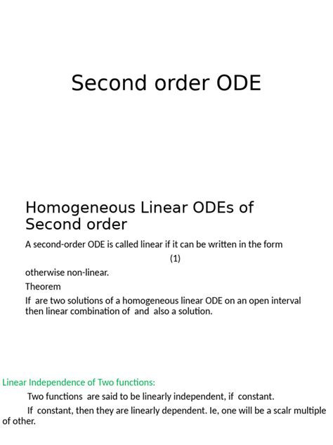 2 Second Order Ode Pdf Ordinary Differential Equation Applied Mathematics
