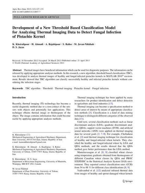 Pdf Development Of A New Threshold Based Classification Model For Analyzing Thermal Imaging