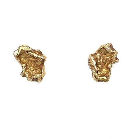 Gold Nugget Vintage Earrings Etsy