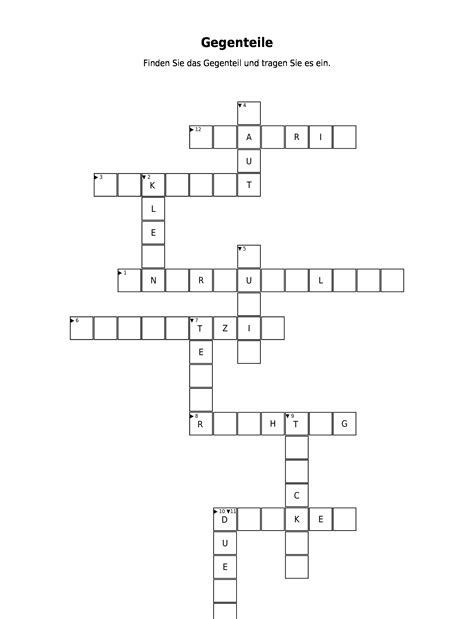 Kreuzworträtsel Gegenteile Als Pdf Arbeitsblatt Schulraetselde