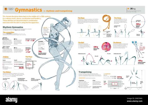 Infographics About Modalities Rules And Excercises Of The Rhythmic And Trampoline Gymnastics