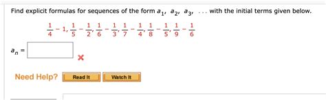 Solved Find Explicit Formulas For Sequences Of The Form Chegg Com