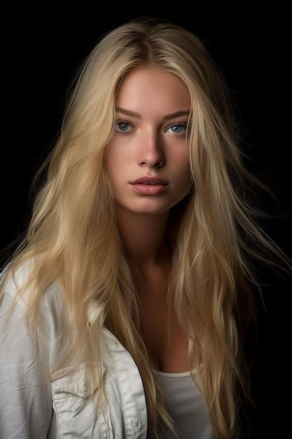 Premium Ai Image Blonde Long Hair Dressed In A Low Cut White Women
