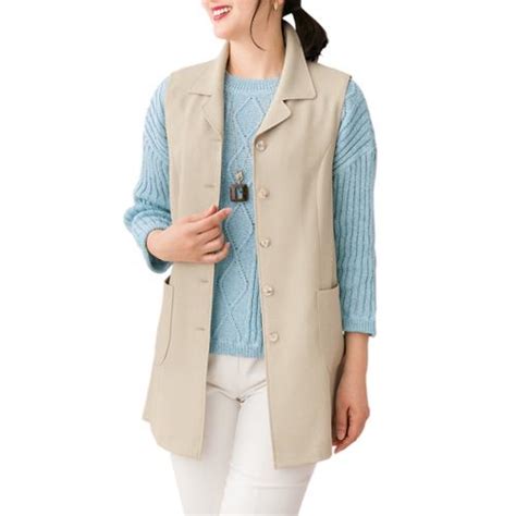ベスト レディース 春夏 日本製 衿付デザインベスト ベージュ 前開きベスト 婦人服 ミセス シニア 女性 上品 きれいめ 前ボタン 襟付き Fuji P21070 ビューティーショップ