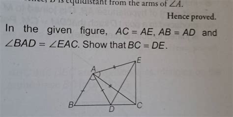 Hence Proved In The Given Figure AC AE AB AD And BAD EAC Show That B