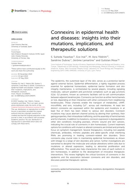 Pdf Connexins In Epidermal Health And Diseases Insights Into Their