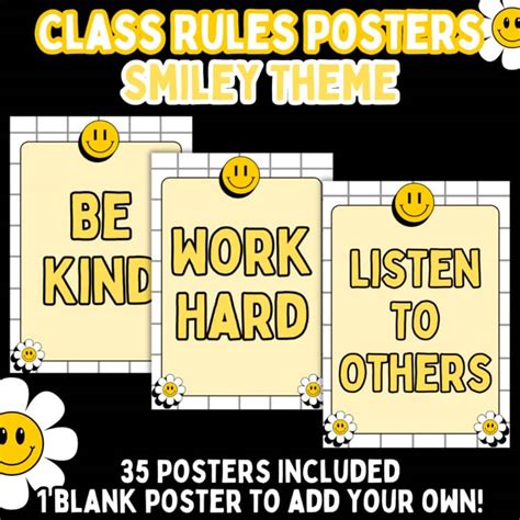 Class Rules Posters Smiley Theme By Wonders By Weaver Tpt